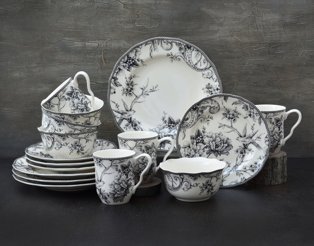 Adelaide Black 16 Piece Dinnerware Set – 222fifth.com