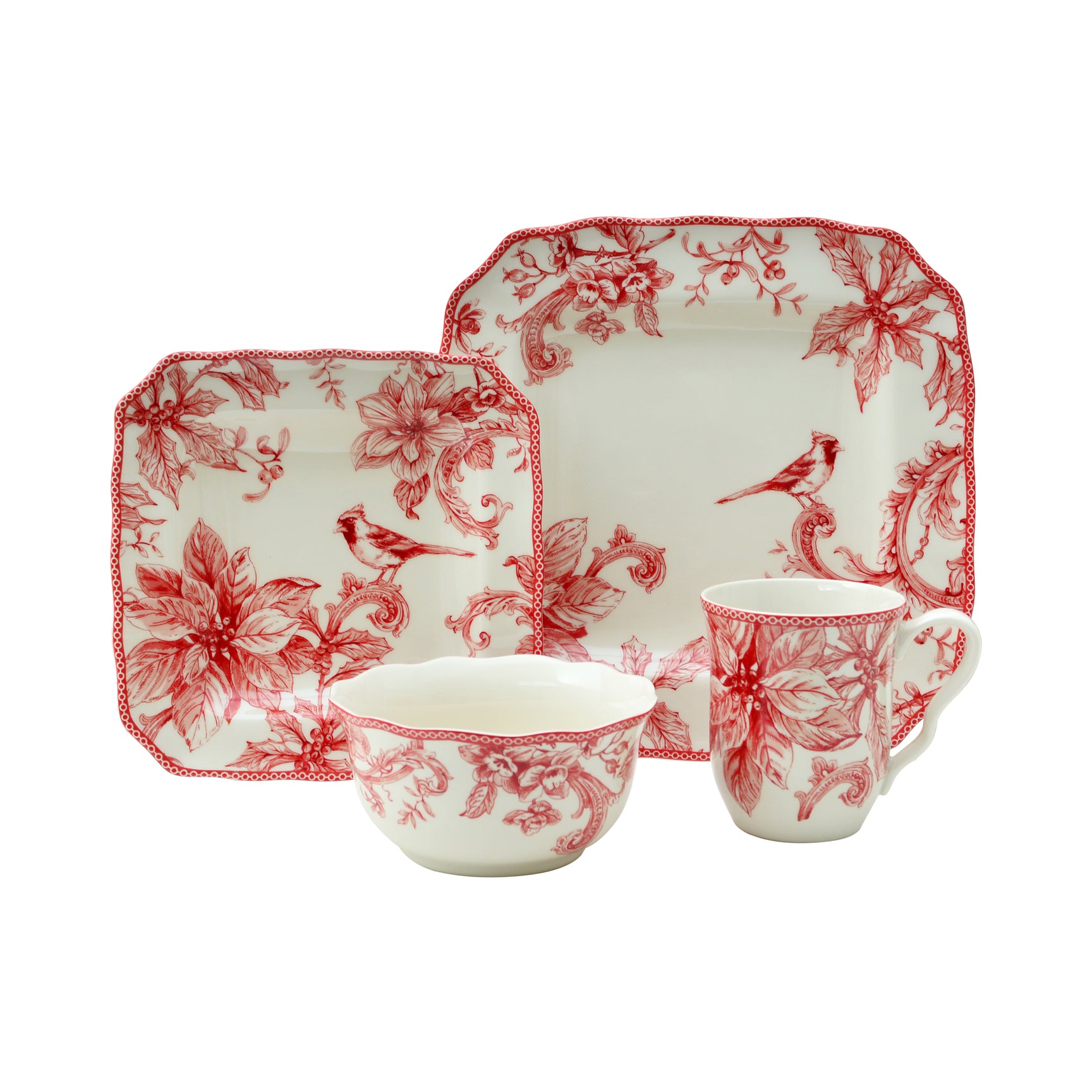 Christmas Lane Red 16 Piece Dinnerware Set – 222fifth.com